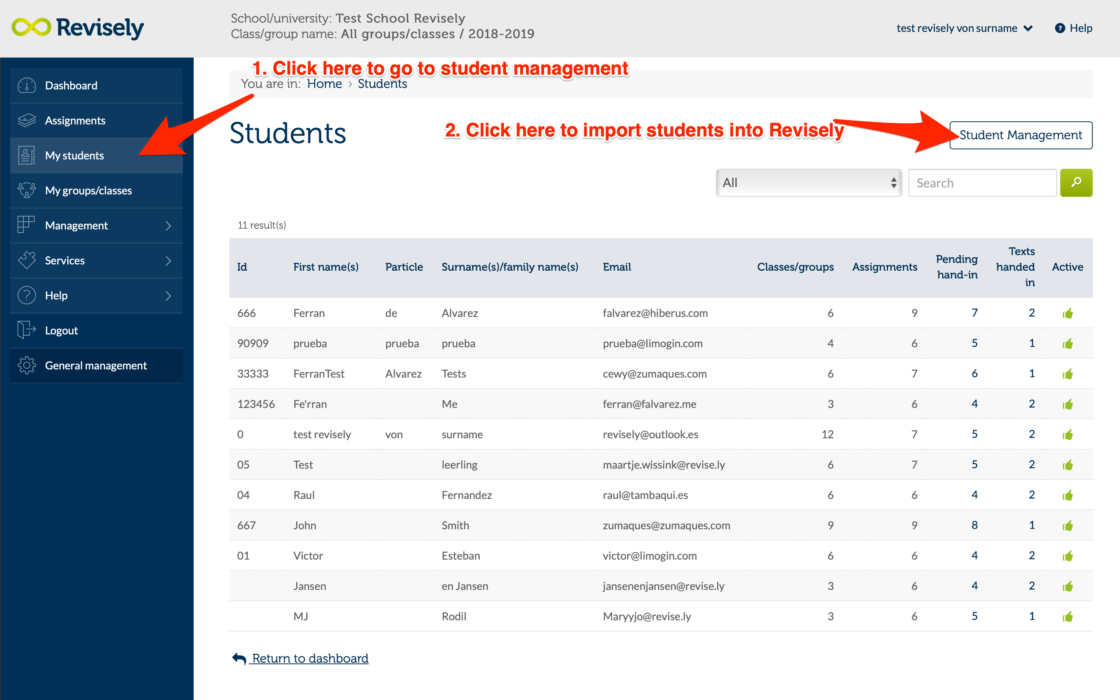 Revisely Importing students - Revisely