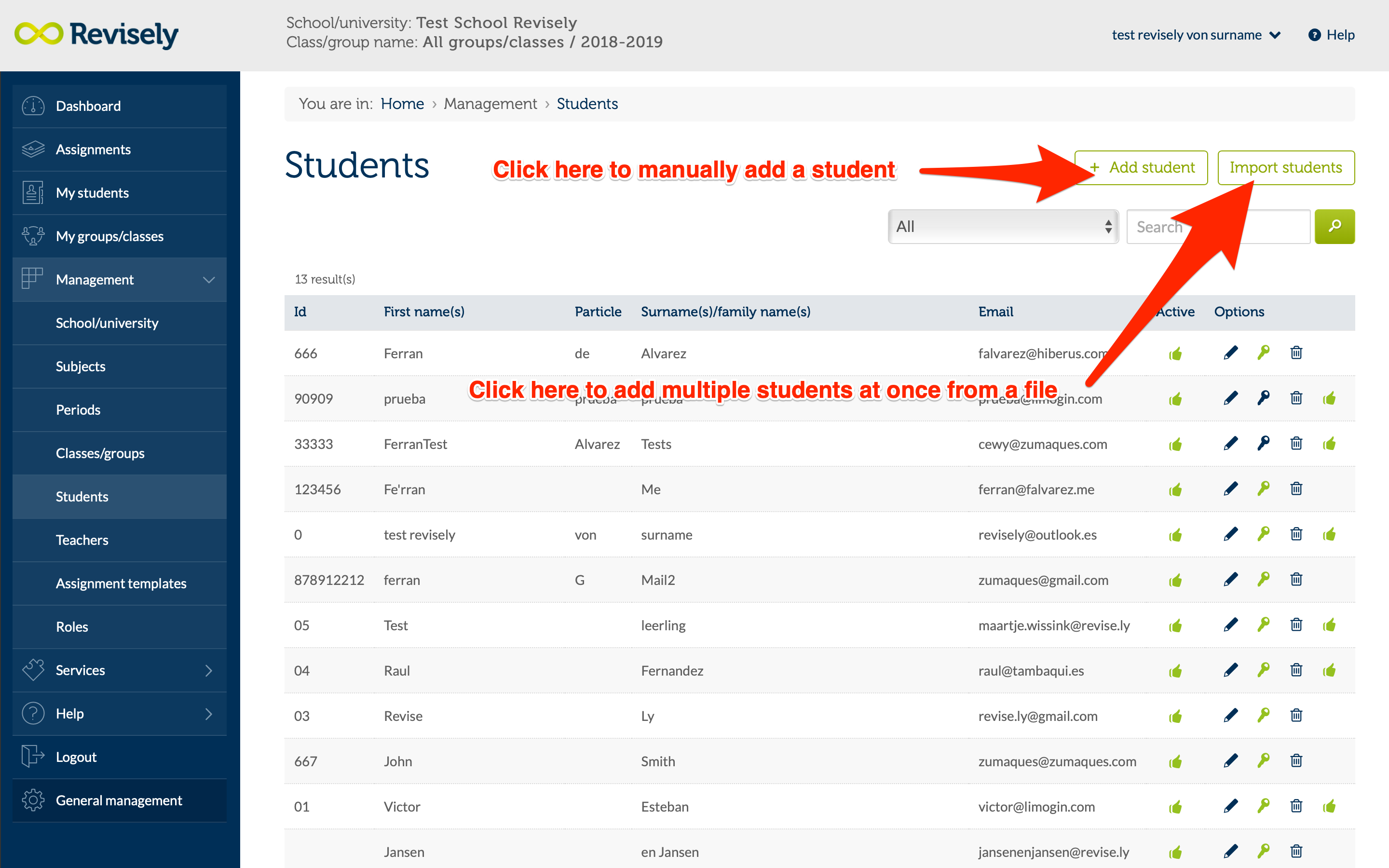 Revisely Importing students - Revisely