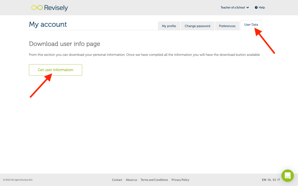Revisely Download your own user data - Revisely