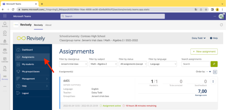 Revisely Assignments in Teams - Revisely