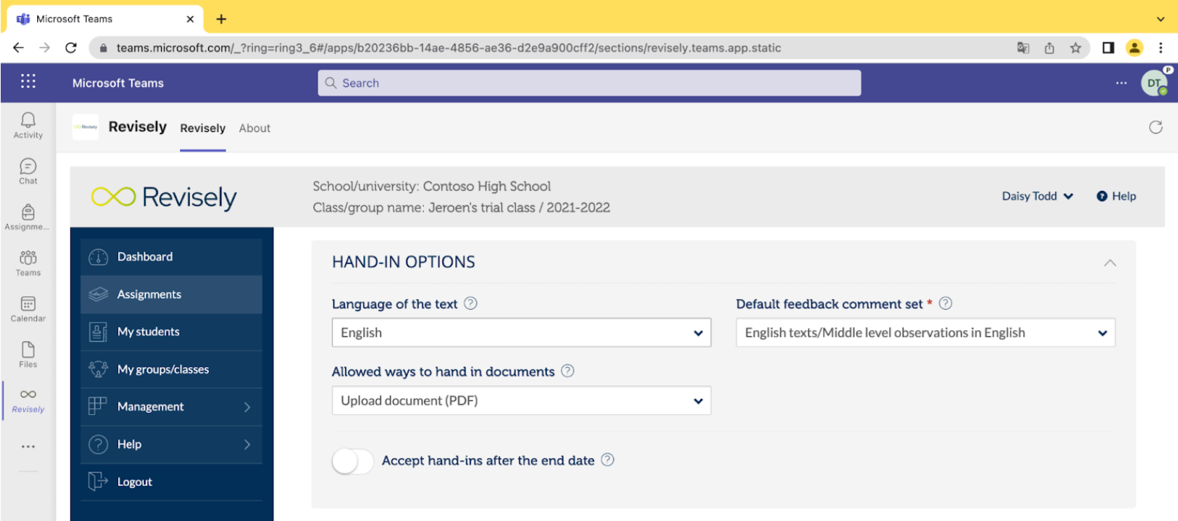 Revisely Een Revisely-opdracht maken vanuit Teams - Revisely