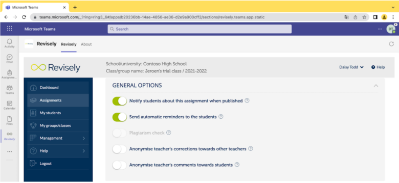 Revisely Creating a Revisely assignment from Teams - Revisely