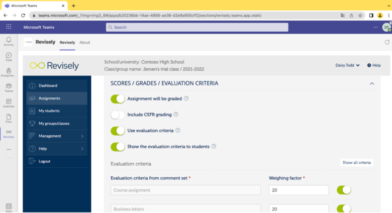 Revisely Creating a Revisely assignment from Teams - Revisely