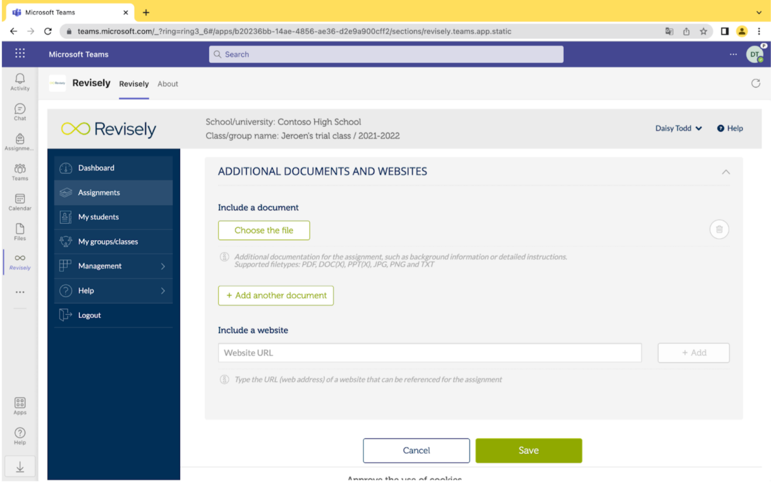 Revisely Creating a Revisely assignment from Teams - Revisely