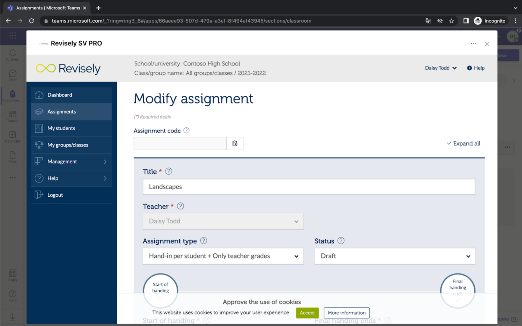 Revisely Modify assignments - Revisely
