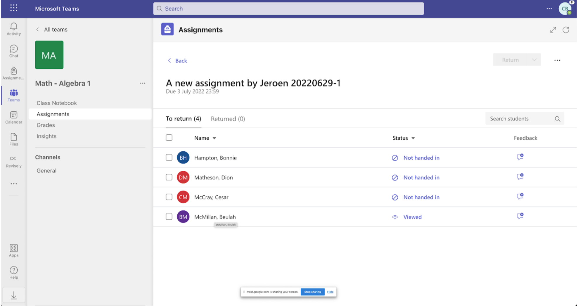 Revisely Students handing in assignments - Revisely